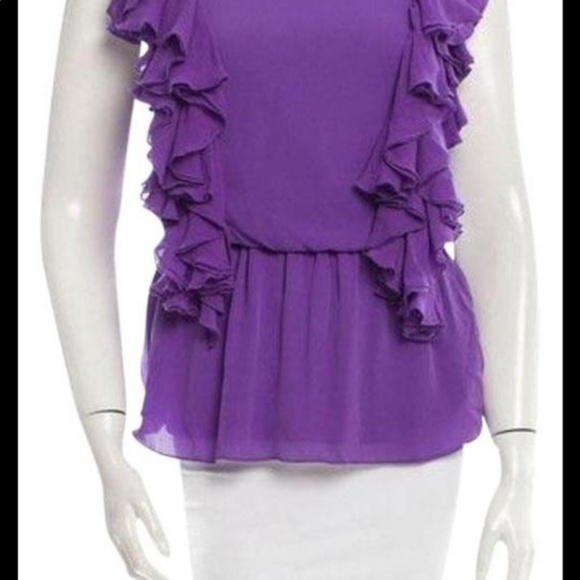 Alice + Olivia | Tops | Alice Olivia Purple Ruffle Top | Poshmark